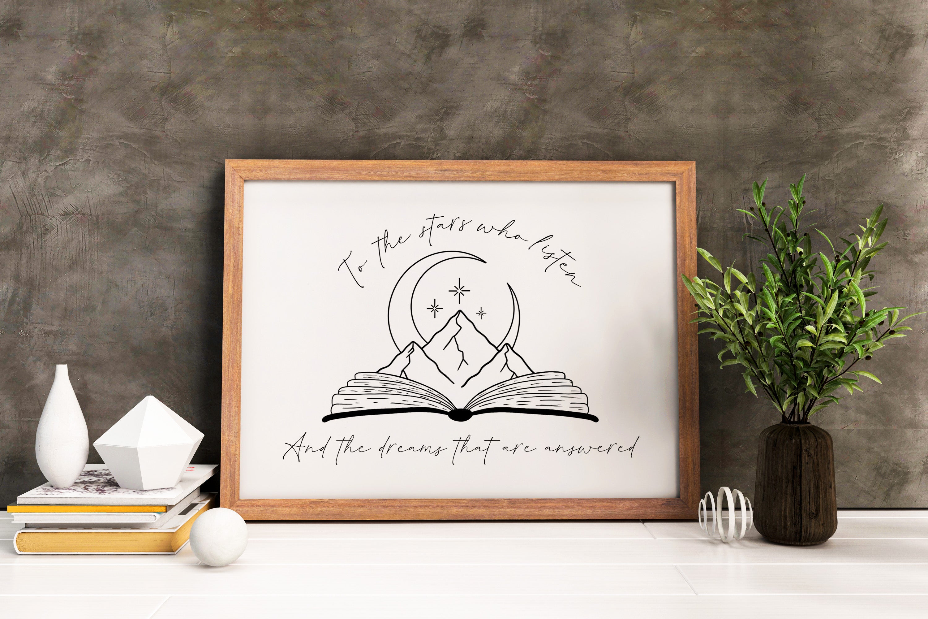 To The Stars Quote - Open Book Mountains - Sarah J Maas Inspired Fanta ...