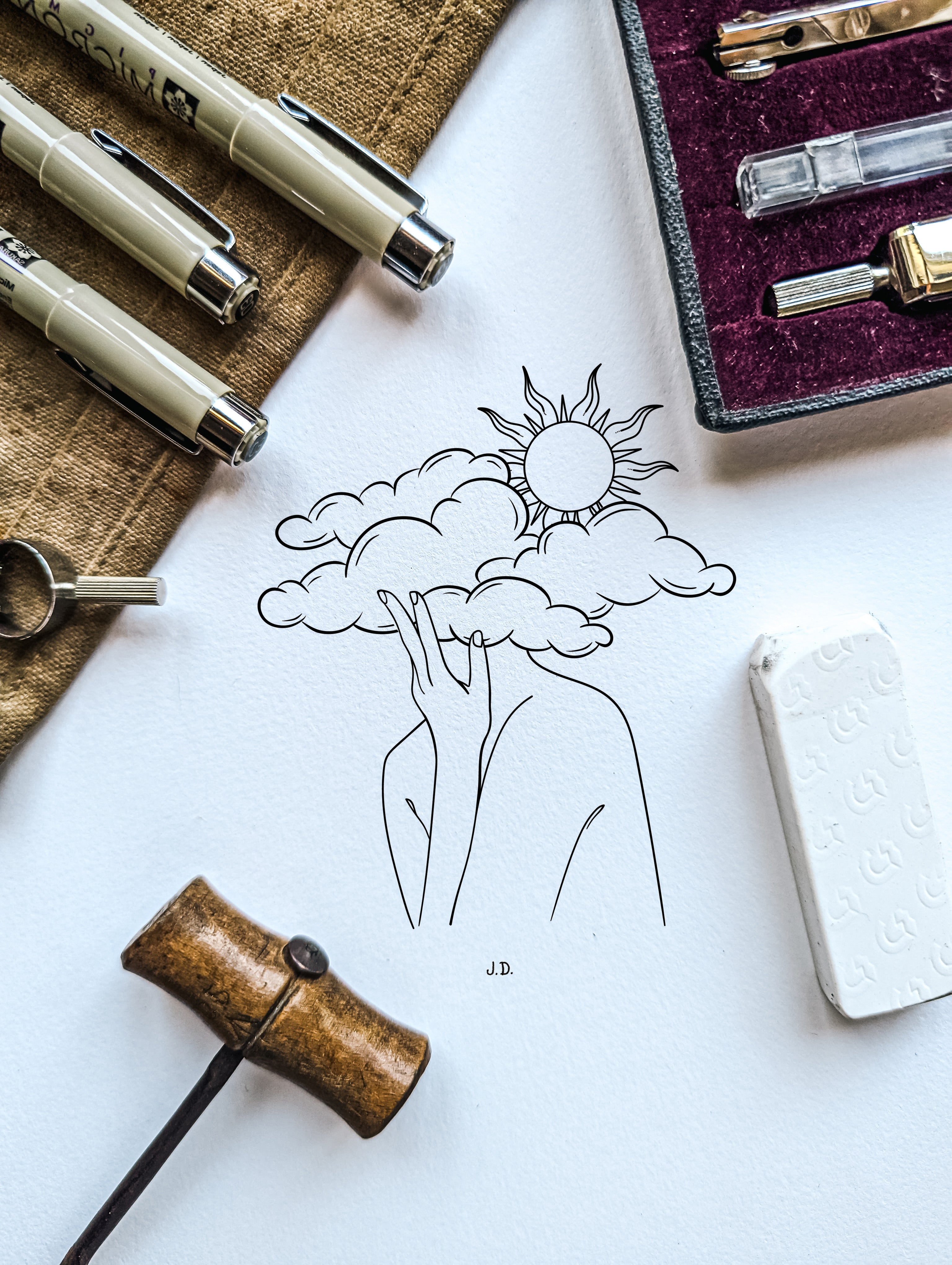 Head in The Clouds with Sun – JD Illustrations Ltd