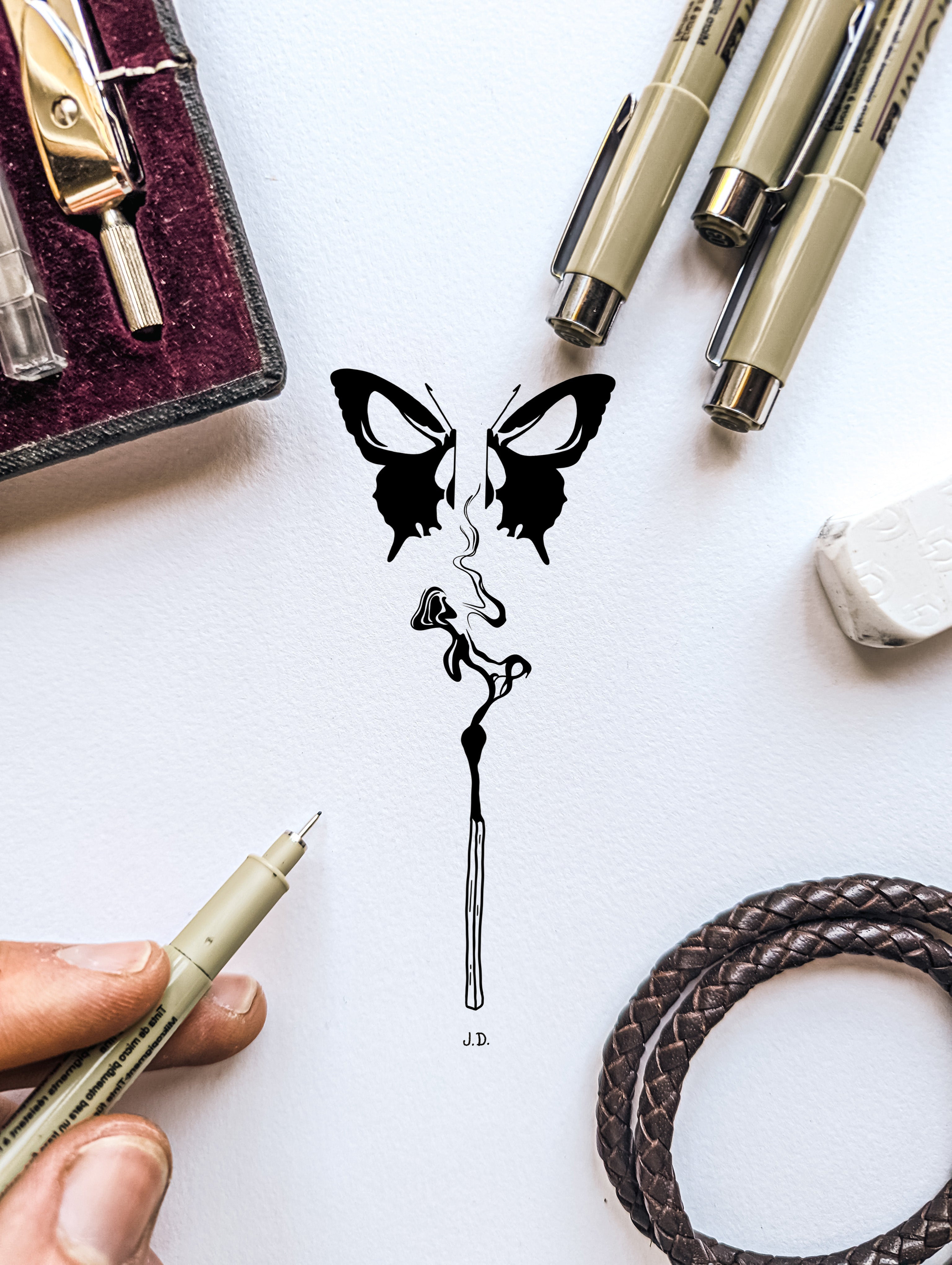 Matchstick Butterfly Skull – JD Illustrations Ltd