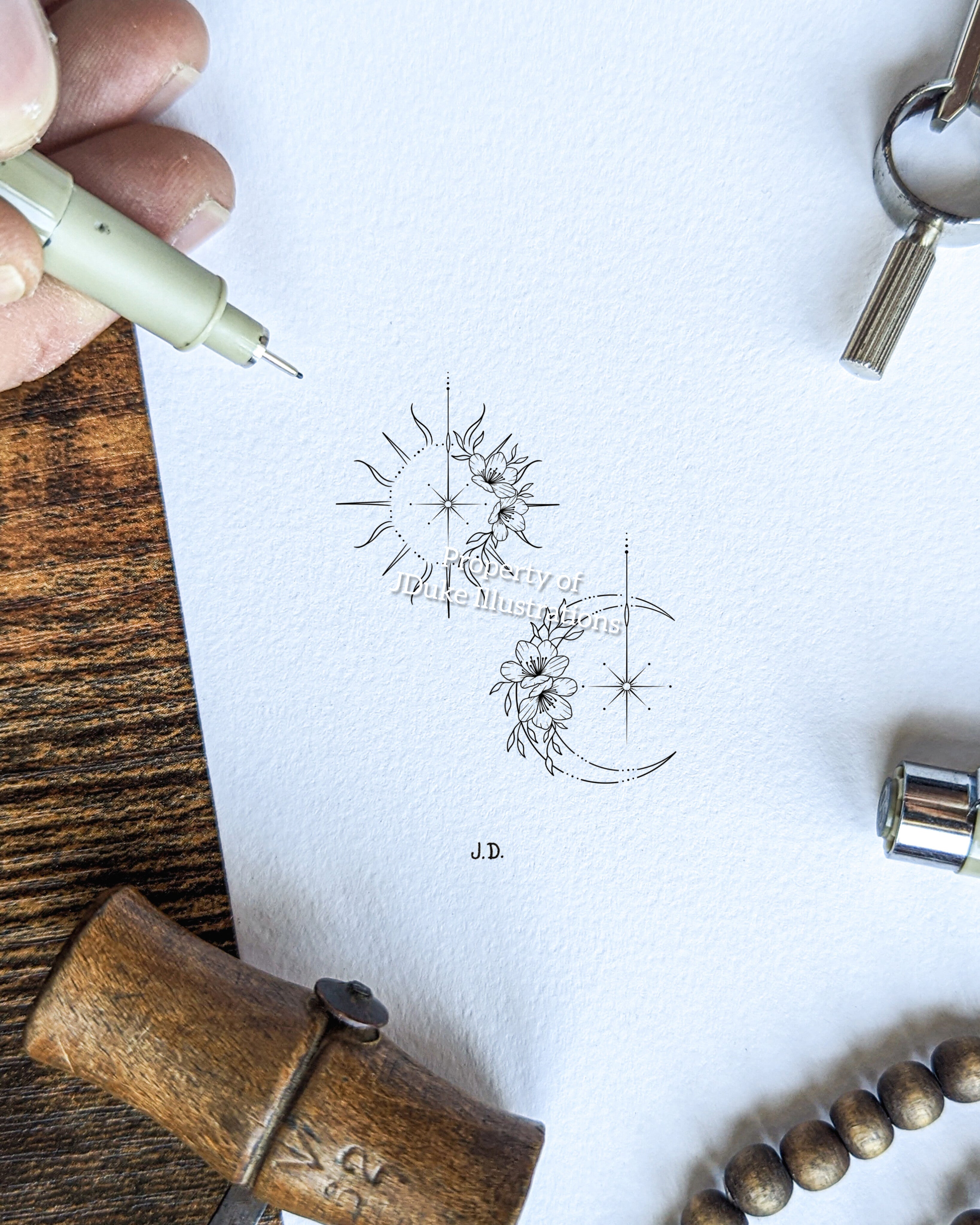 Floral Sun & Moon – JD Illustrations Ltd